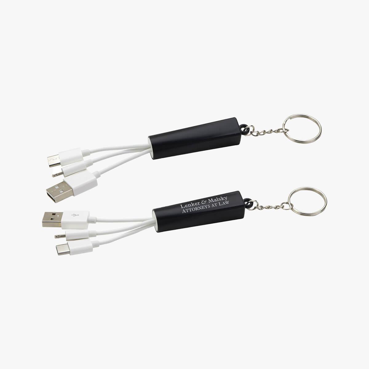 Trey 3-in-1 Light-Up Charging Cable with Keychain | HALO Branded Solutions