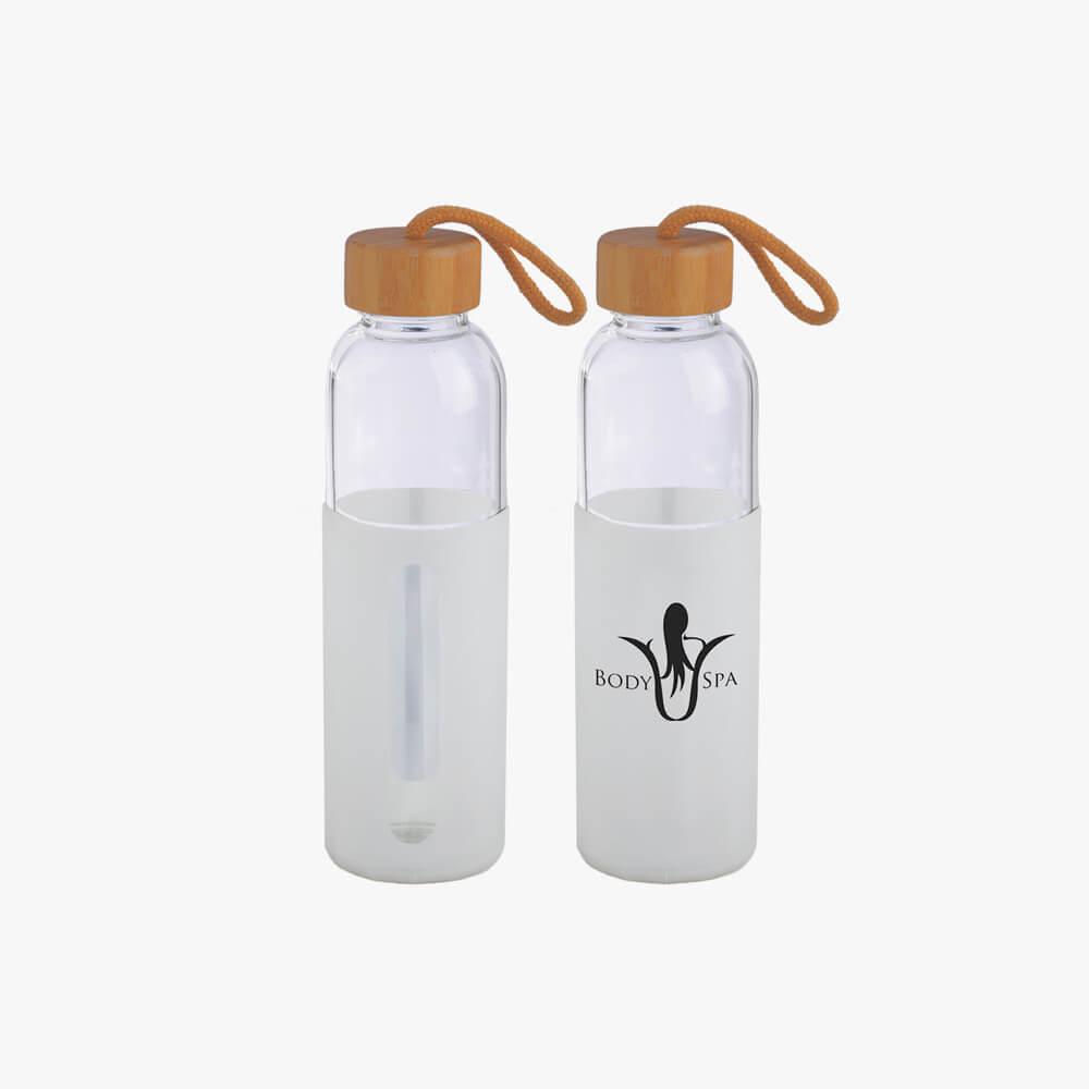 16 Oz. Glass Bottle WithBamboo Cover Lid & Silicone Sleeve | HALO ...