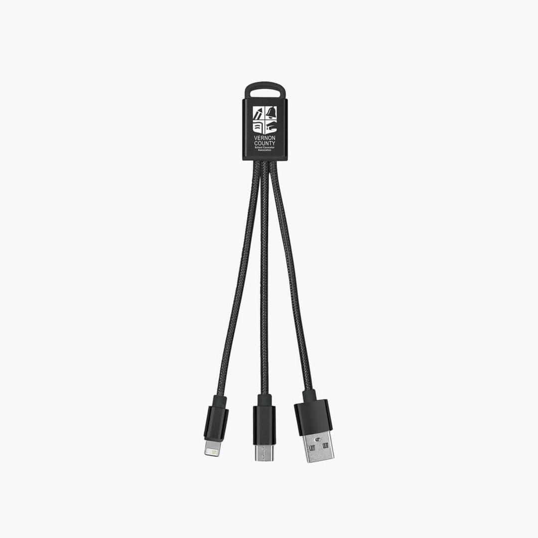 3-In-1 Braided Charging Buddy | HALO Branded Solutions